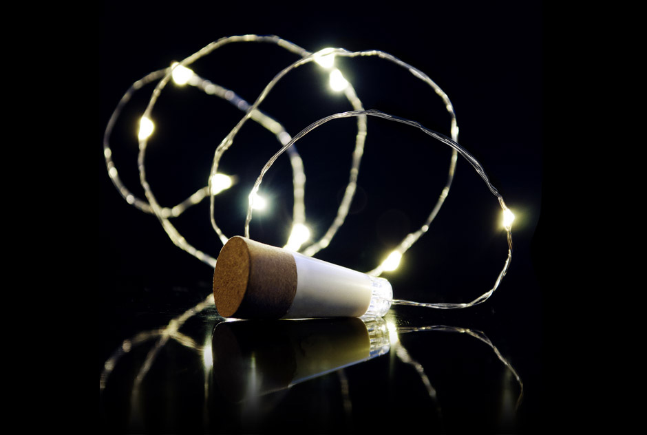 White Bottle String Light : Rechargeable string of lights for any bottle.