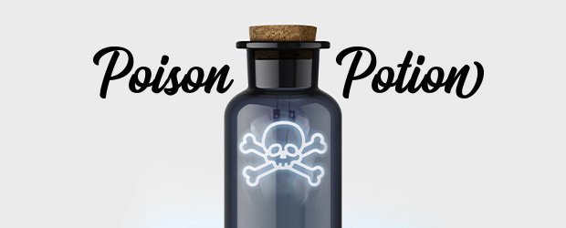 Poison Potion : Neon skull in a glass bottle.