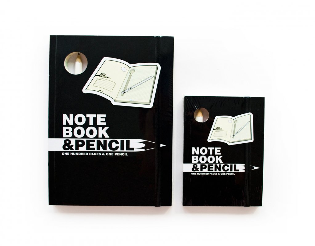 Notebook & Pencil : Notebook with cut-out to hold your pencil.
