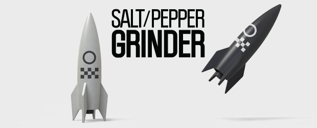 Rocket Salt & Pepper Grinders : Space-ship grinders made from bamboo fibre.
