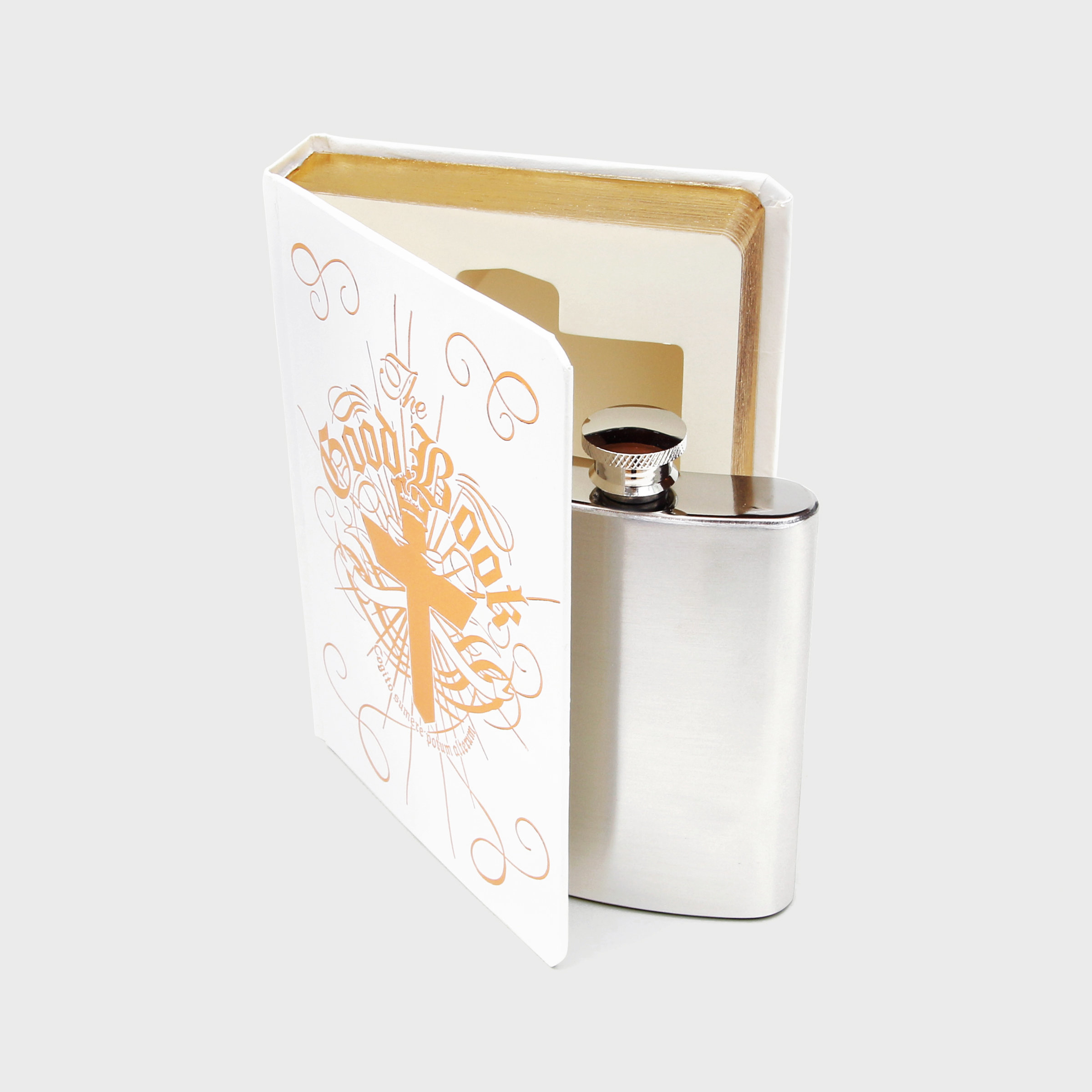 Flask In A Book : Stash your drink inside the Good Book.