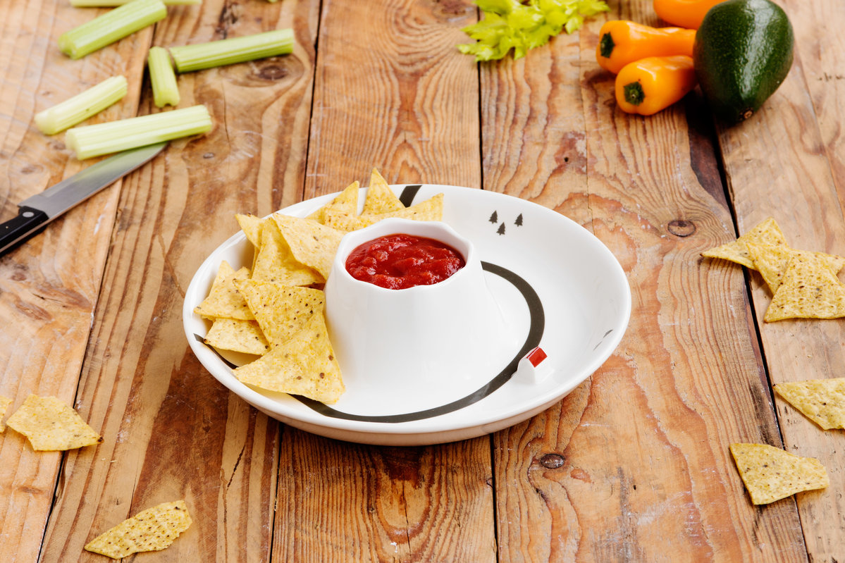 Volcano Dip Bowl : Keep your snacks and sauces over flowing.