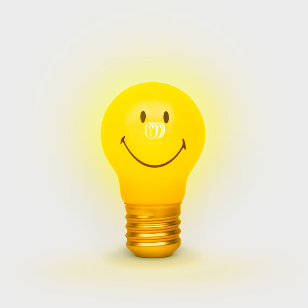 Cordless Smiley® Lightbulb : Rechargeable nightlight with a smile.