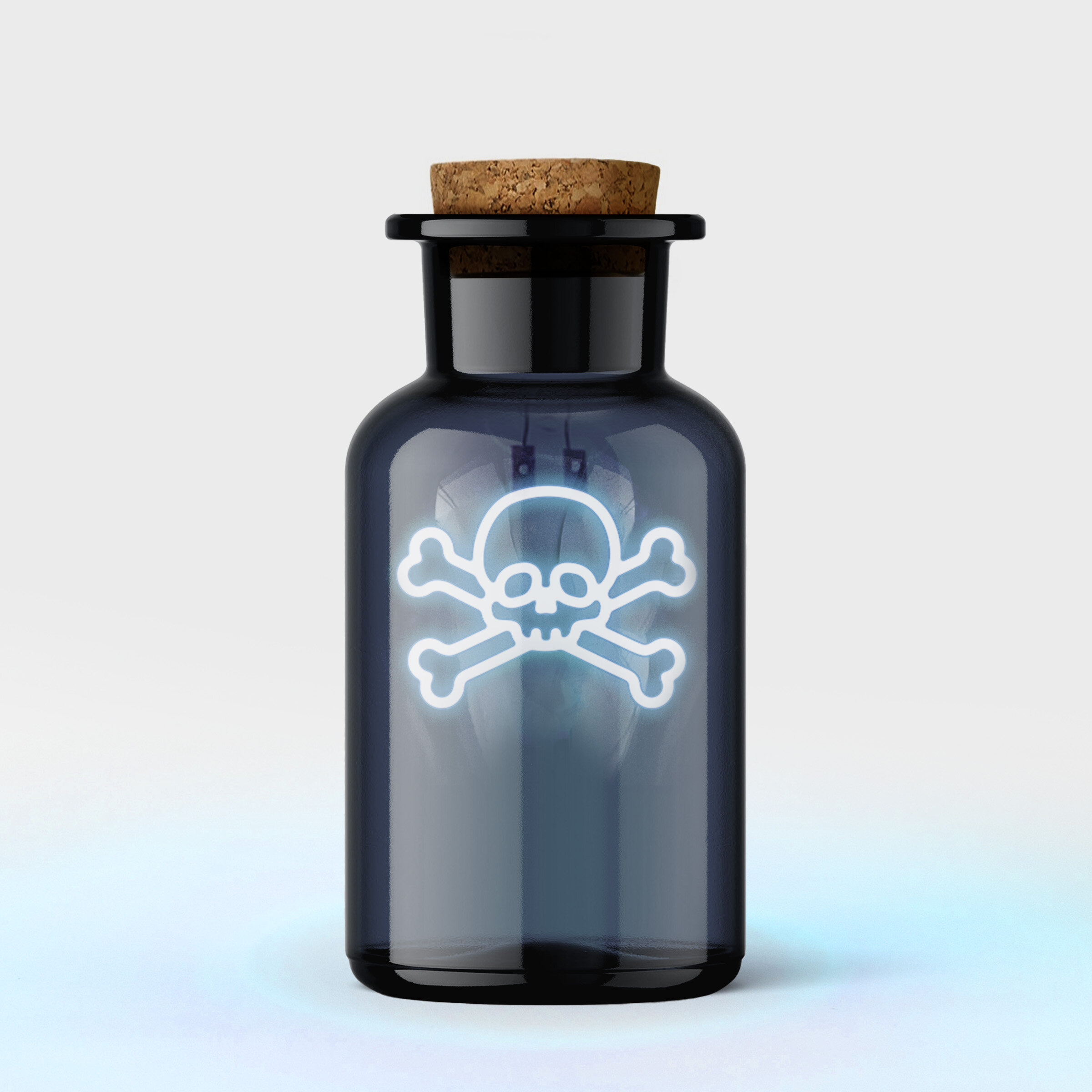 Poison Potion : Neon skull in a glass bottle.